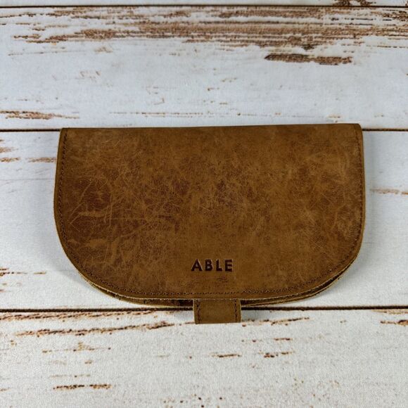 Able | Bags | Able Marisol Tan Leather Slim Half Round Wallet | Poshmark